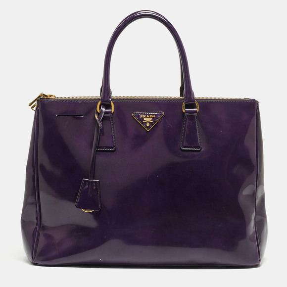 Prada | Bags | Prada Purple Patent Leather Large Double Zip Tote | Poshmark
